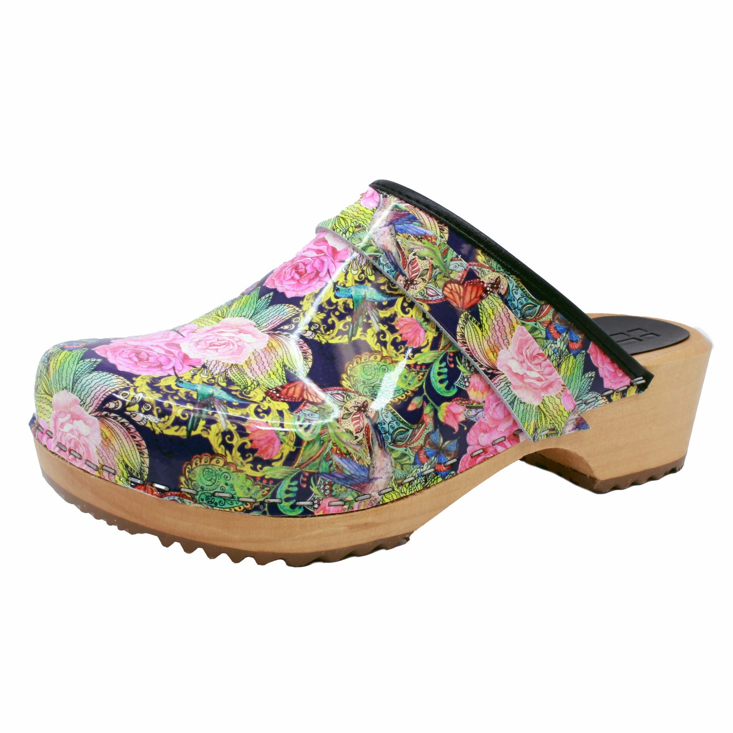 Maja Wood Colibri Printed Leather Clogs – BJORK Swedish Comfort
