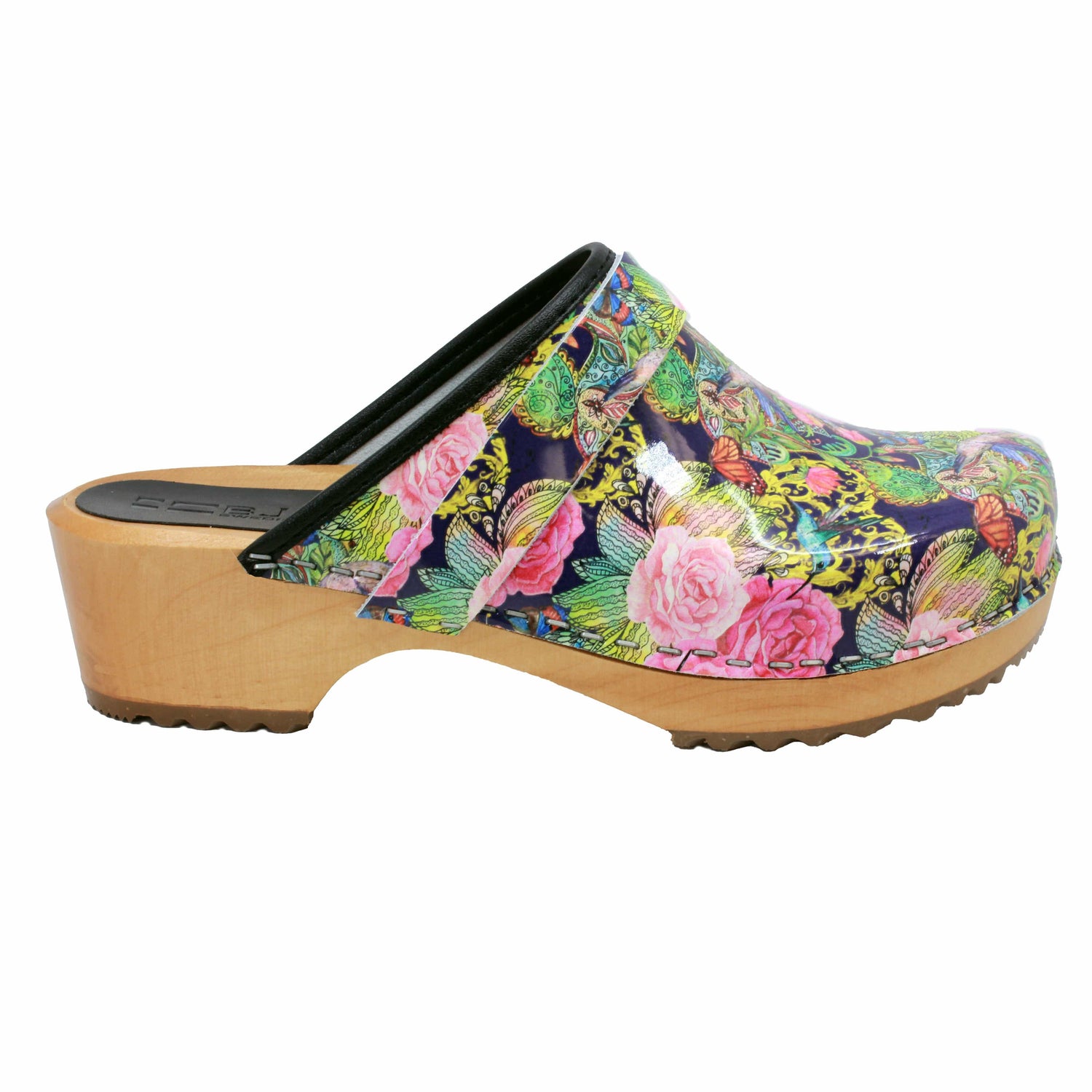 Maja Wood Colibri Printed Leather Clogs – BJORK Swedish Comfort