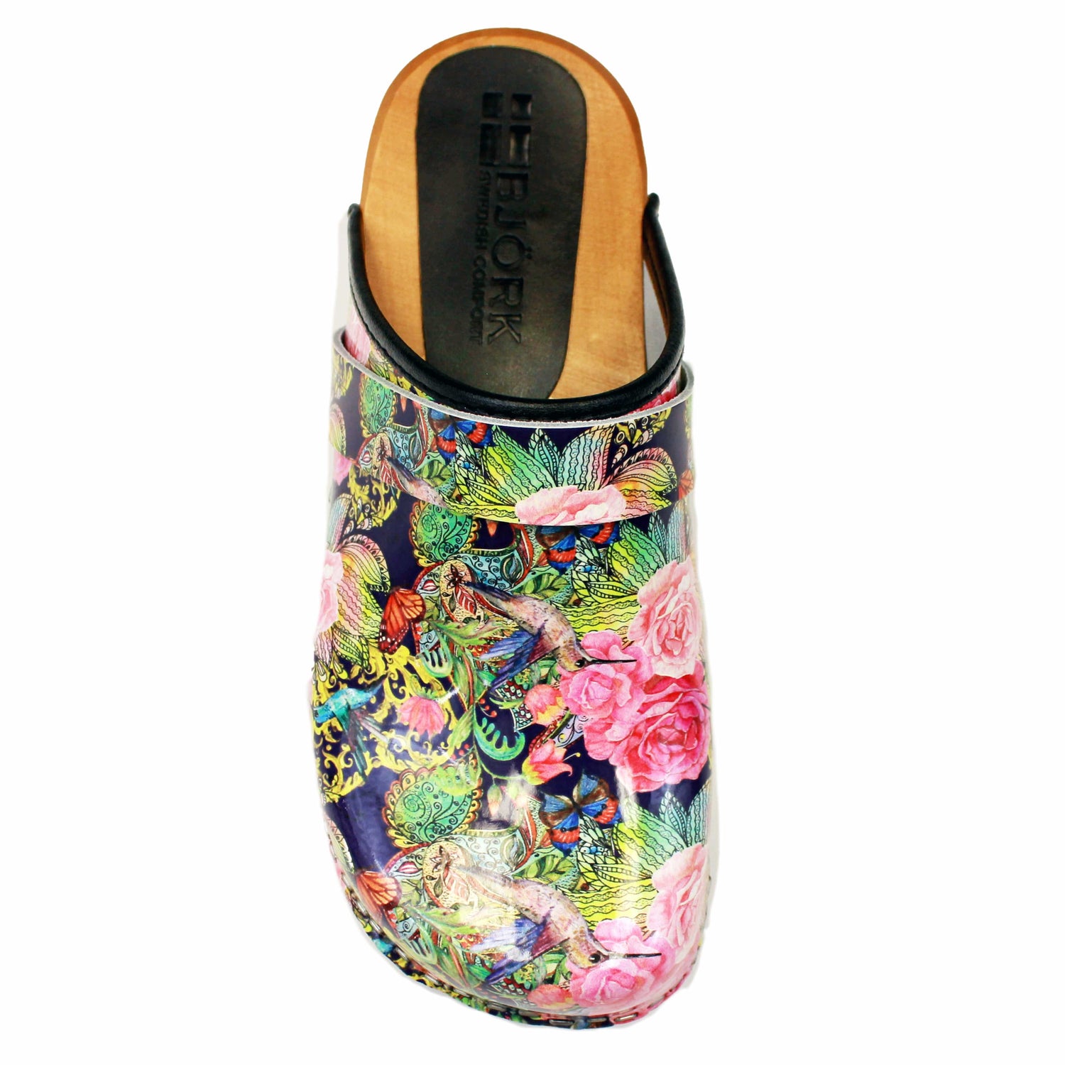 Maja Wood Colibri Printed Leather Clogs – BJORK Swedish Comfort