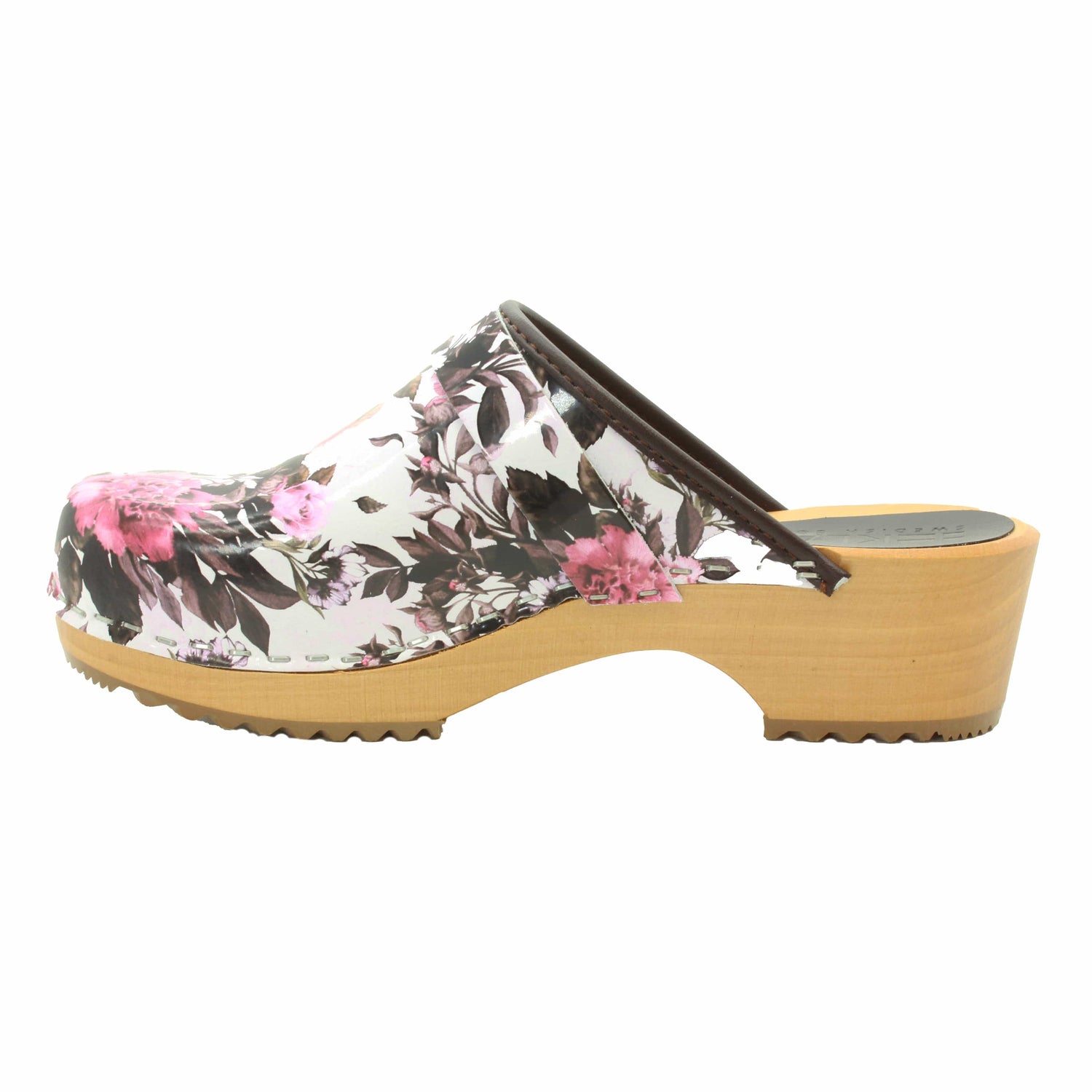 Maja Open Back Pink Roses Leather Clogs – BJORK Swedish Comfort