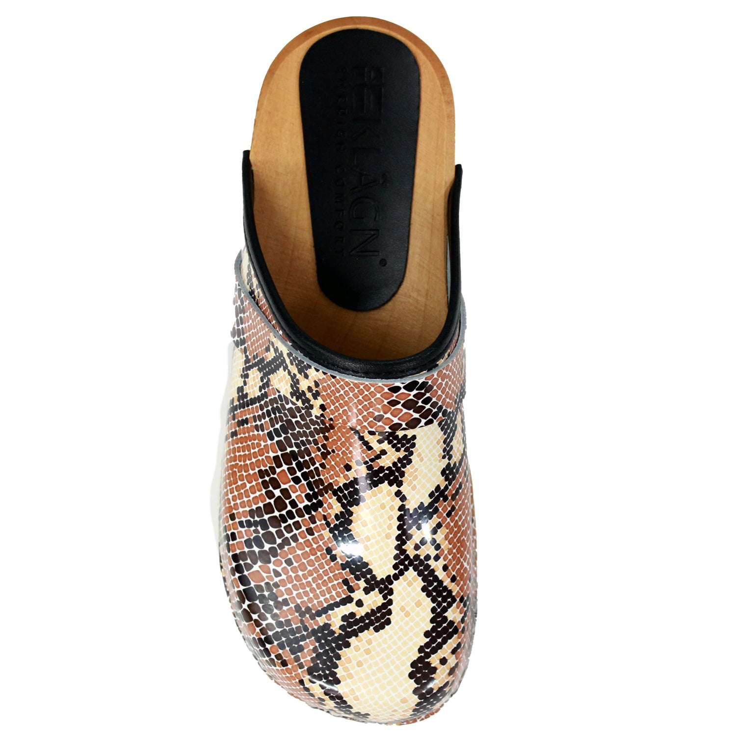 Maja Open Back Python Print Leather Clogs – BJORK Swedish Comfort