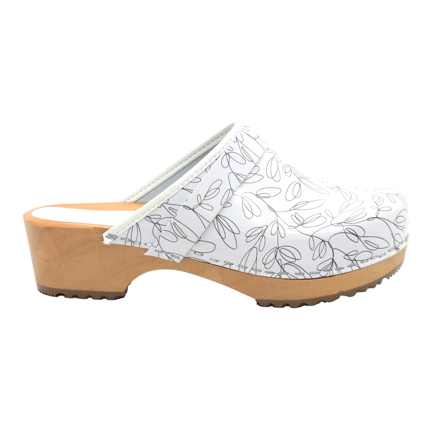 Maja Open Back Stencil Leather Clogs – BJORK Swedish Comfort