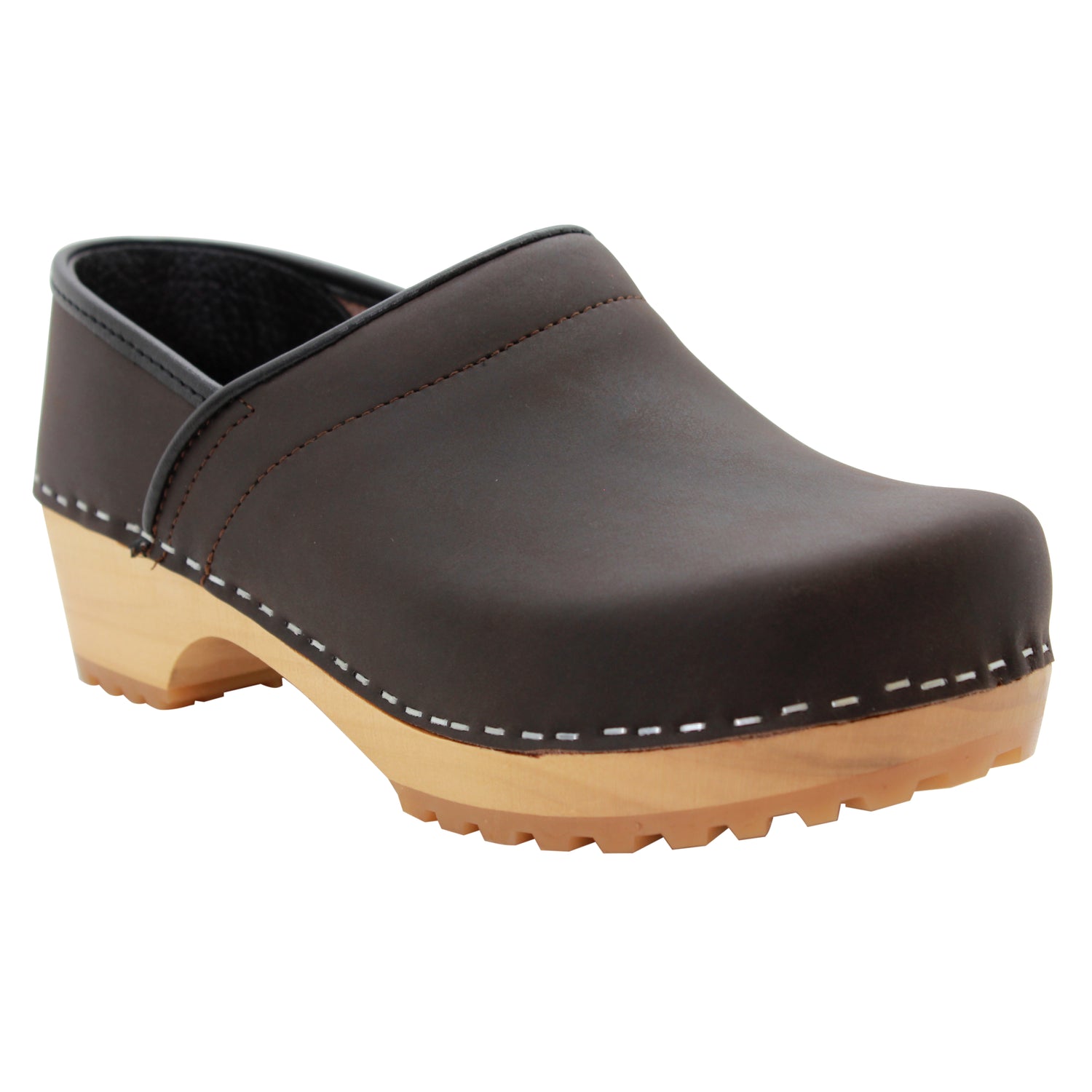 Tindra Wood Closed Back Grip Brown Leather Clogs – BJORK Swedish Comfort