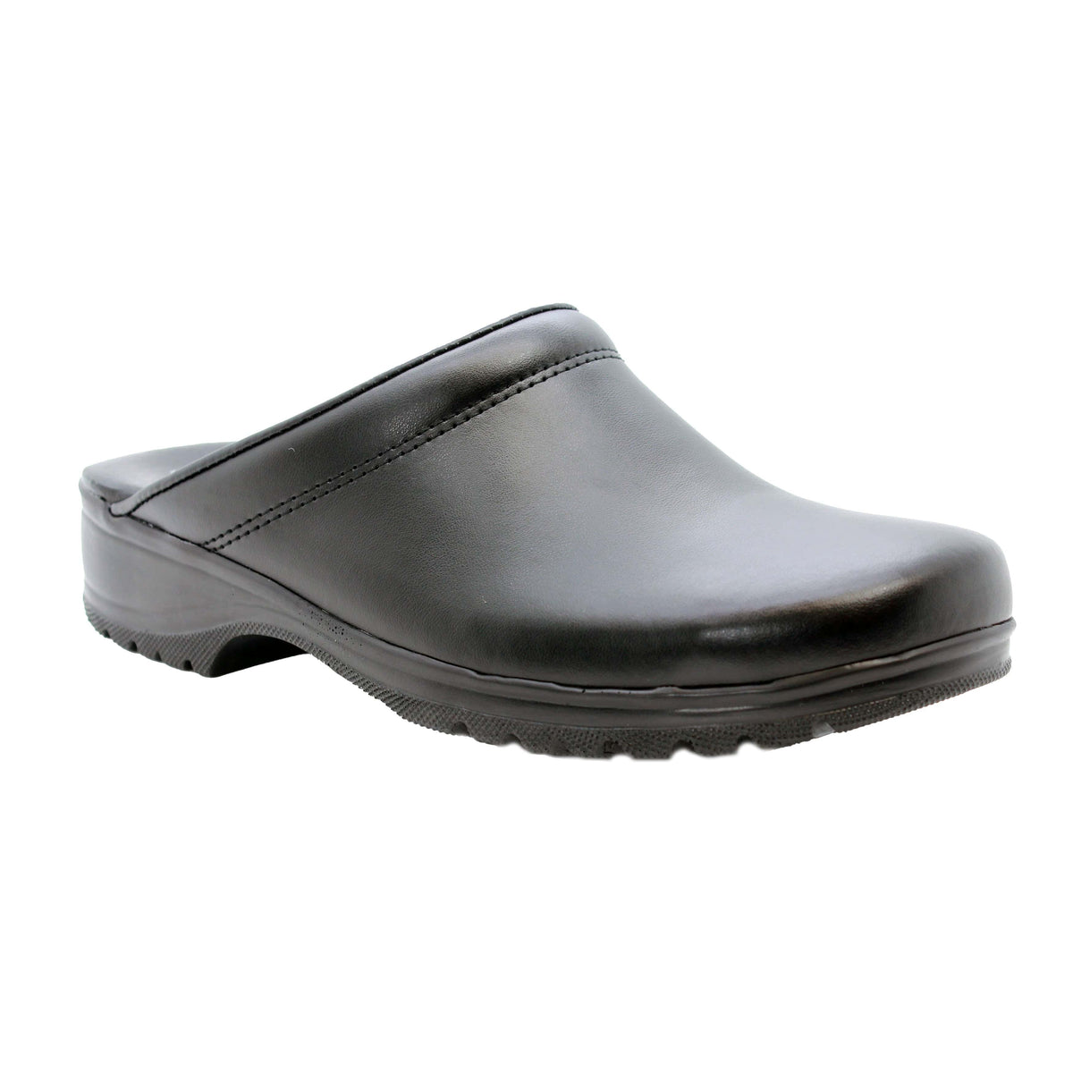 Men's Flex Pro Open Back Black Leather Clogs – BJORK Swedish Comfort
