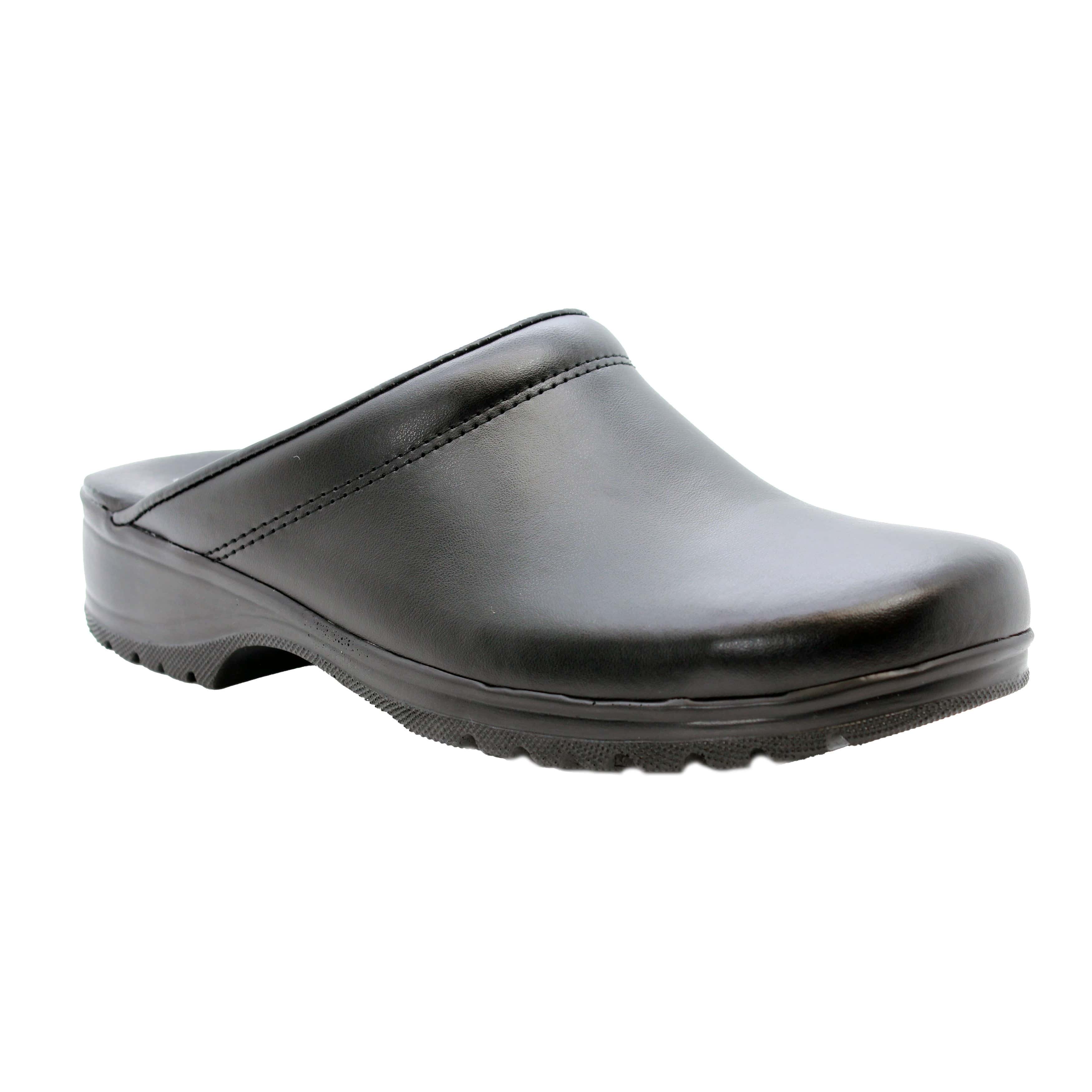 Men's Flex Pro Open Back Black Leather Clogs – BJORK Swedish Comfort