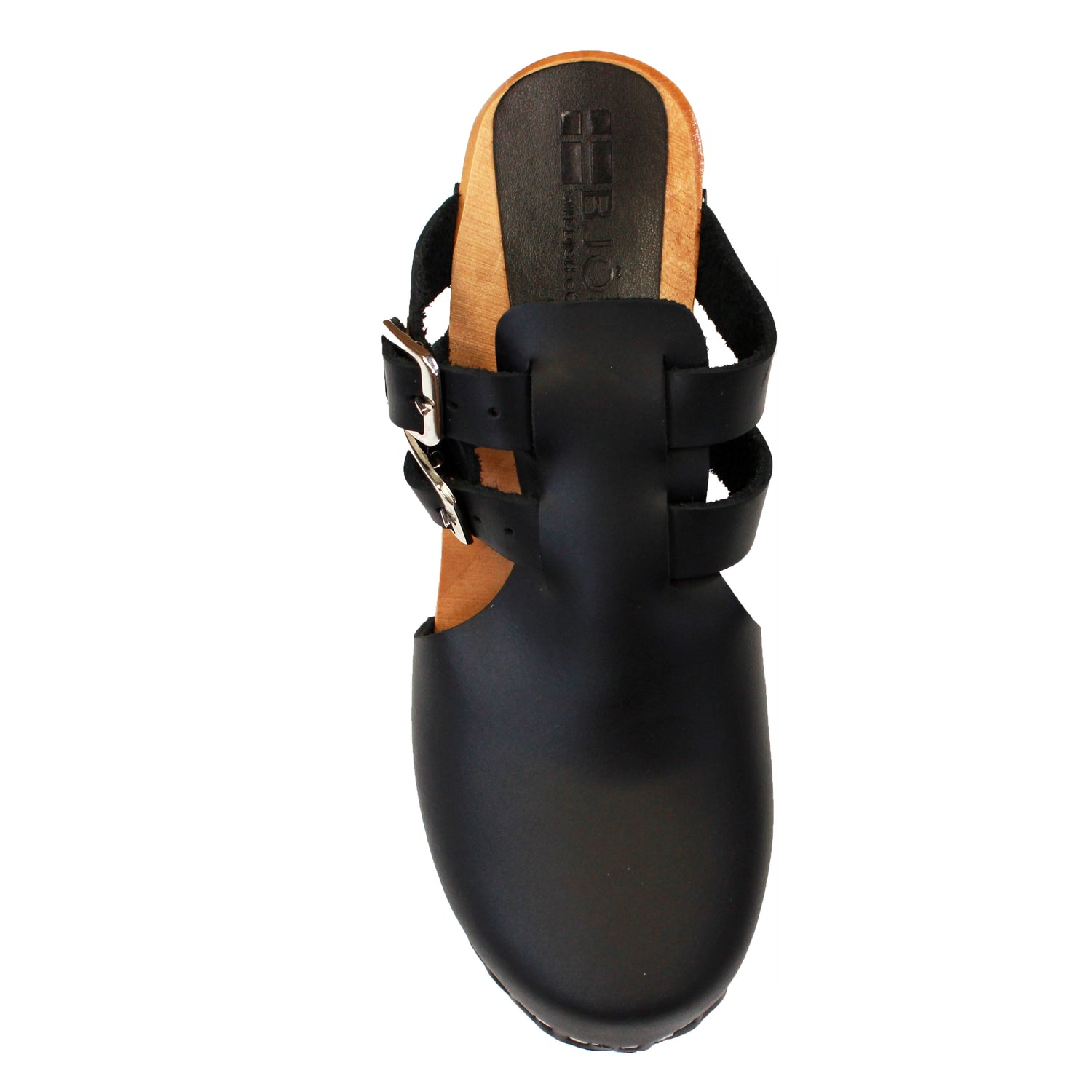 Brigetta Mid-heel Fashion Leather Wooden Clogs – BJORK Swedish Comfort