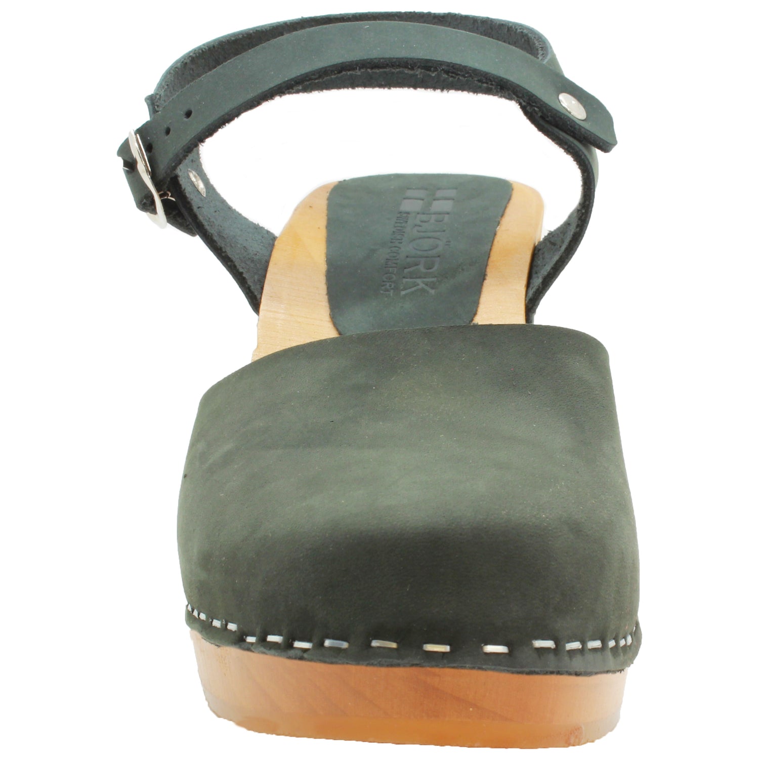 MARGARETA Swedish Wood Clog Sandals in Forest Oiled Leather – BJORK ...