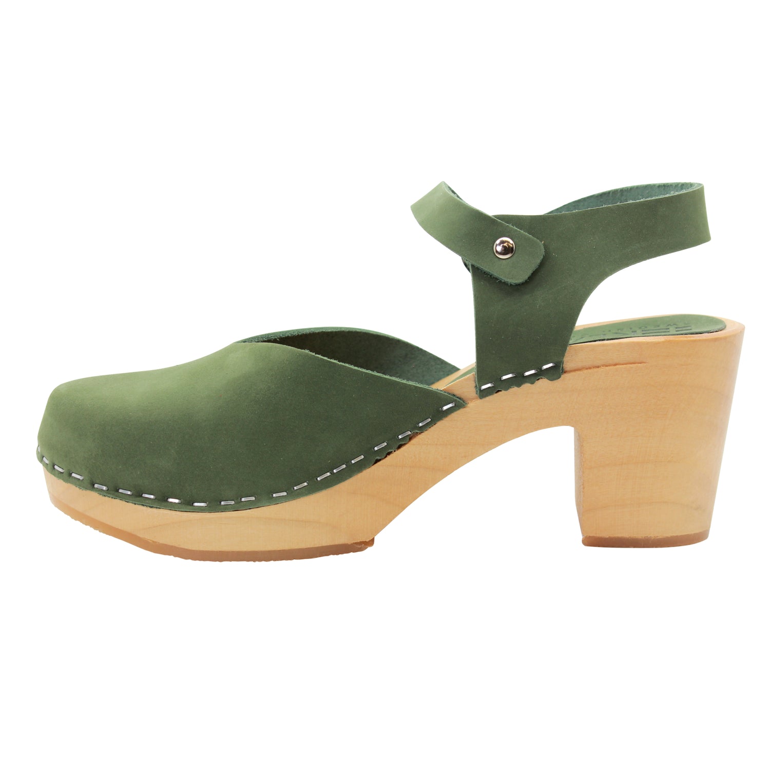 CLEO Swedish Wooden Clogs in Forest Green Nubuck – BJORK Swedish Comfort