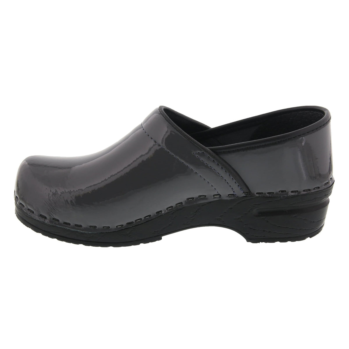 Professional Grey Patent Leather Clogs – BJORK Swedish Comfort