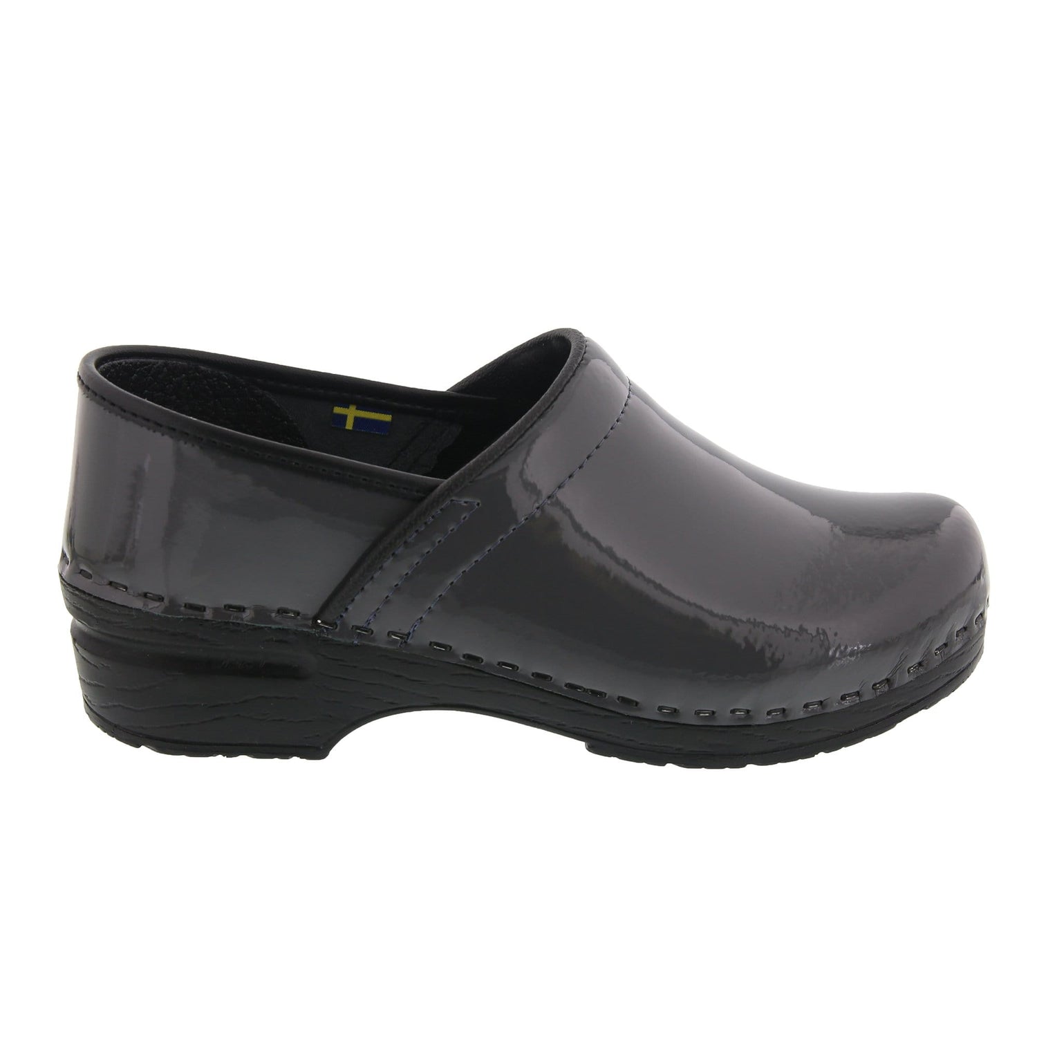 Professional Grey Patent Leather Clogs – BJORK Swedish Comfort