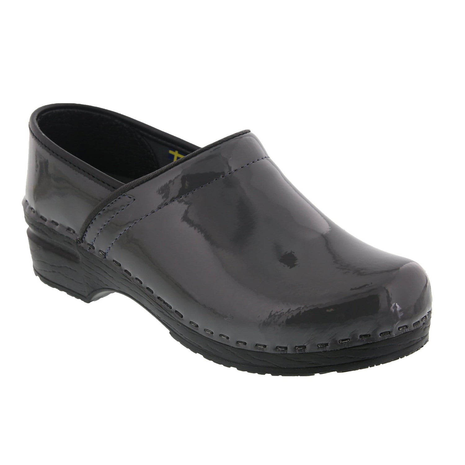 Professional Grey Patent Leather Clogs – BJORK Swedish Comfort