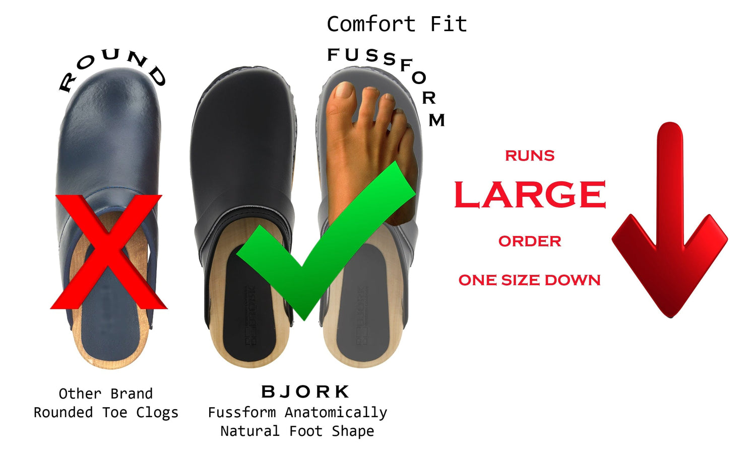 Tuva Wood Open Back Grip Black Natural Leather Clogs – BJORK Swedish ...