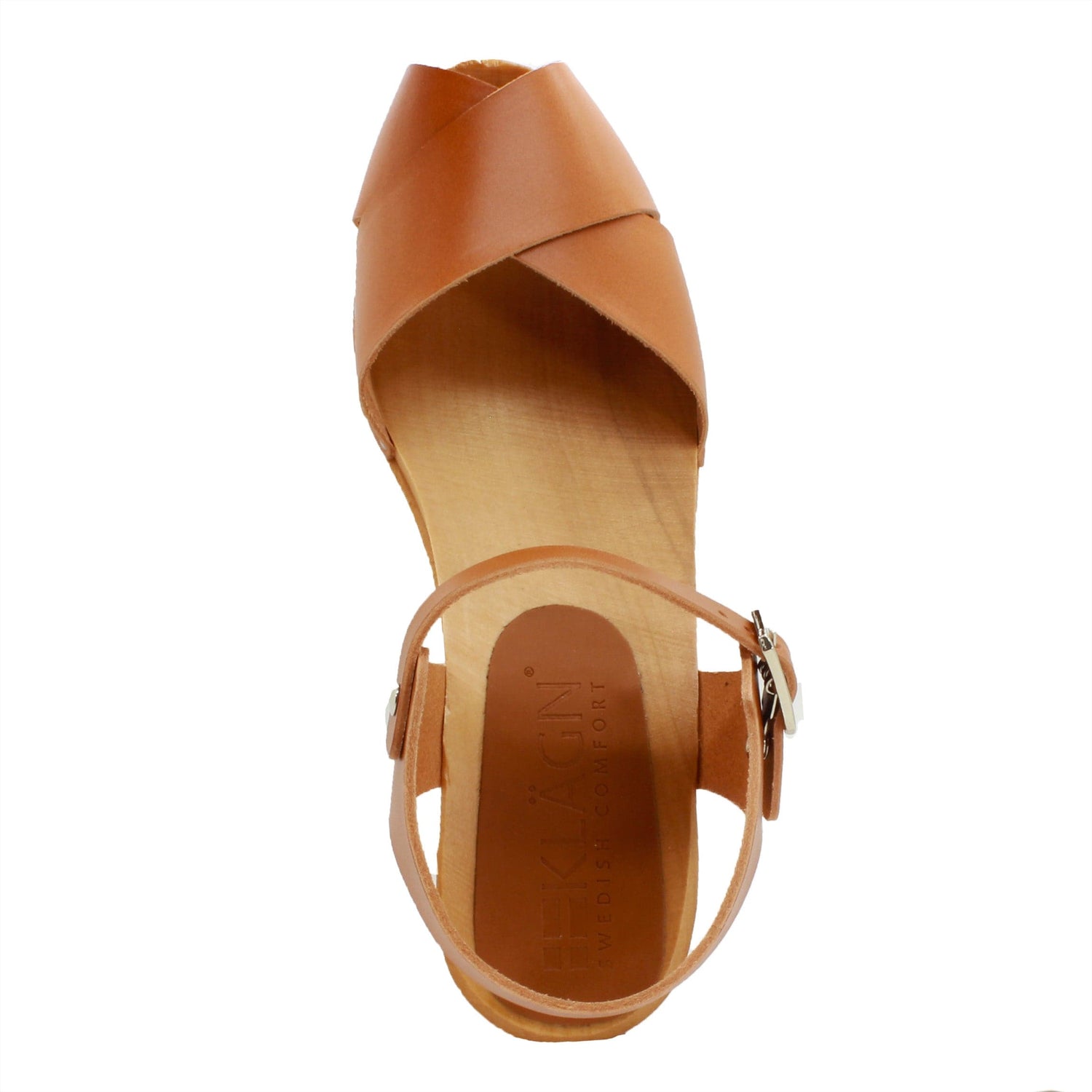 Duve Mid-heel Leather Peep Toe Wooden Clog Sandals – BJORK Swedish Comfort