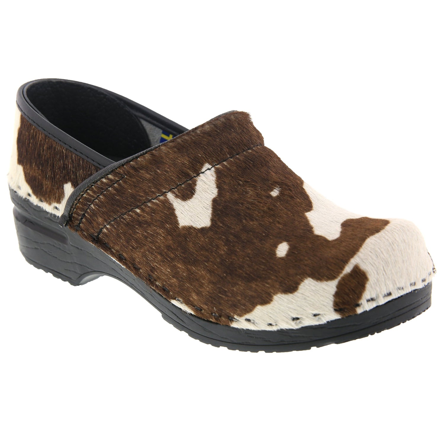 PROFESSIONAL Safari Collection Leather Clogs in Brown and White Cow ...