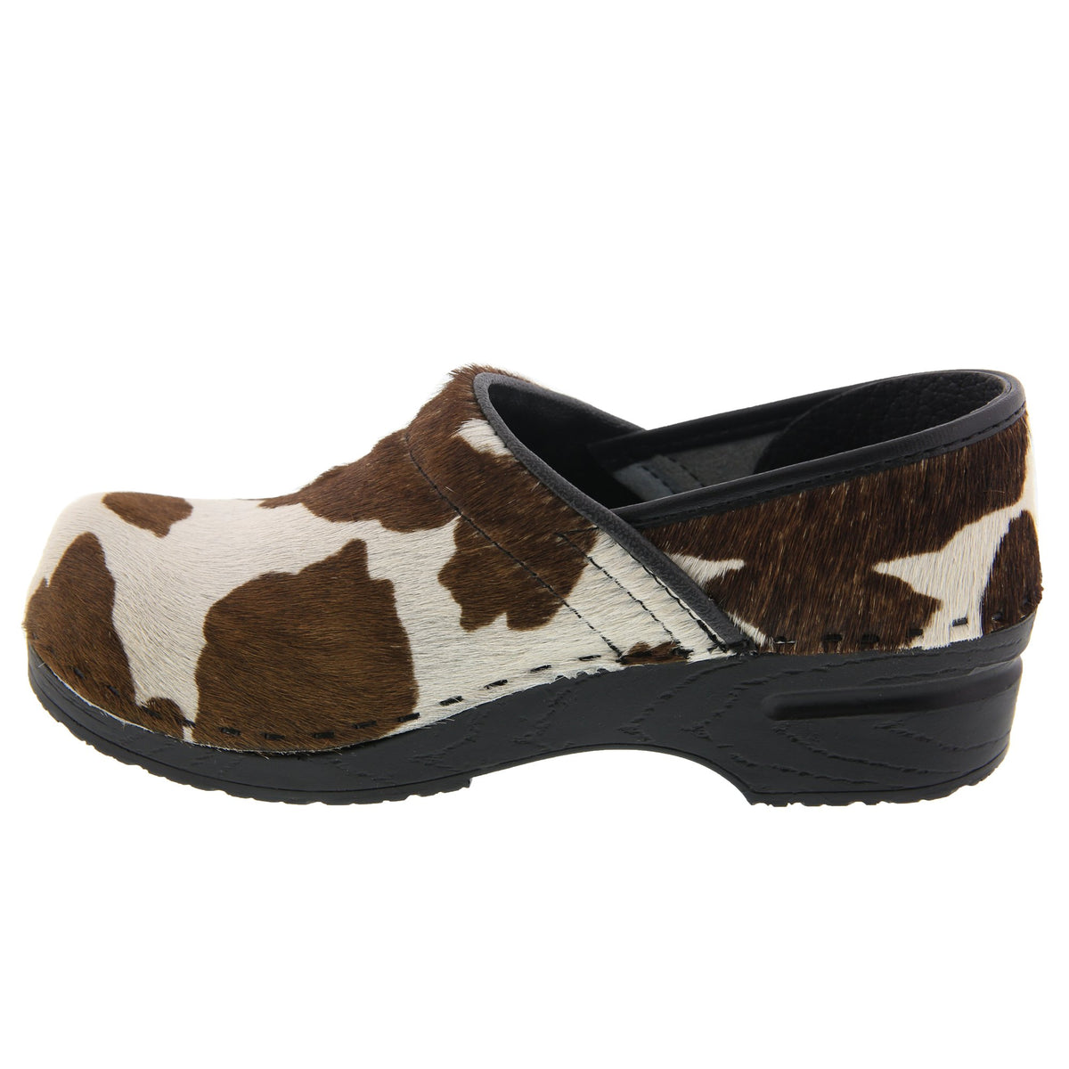 PROFESSIONAL Safari Collection Leather Clogs in Brown and White Cow ...