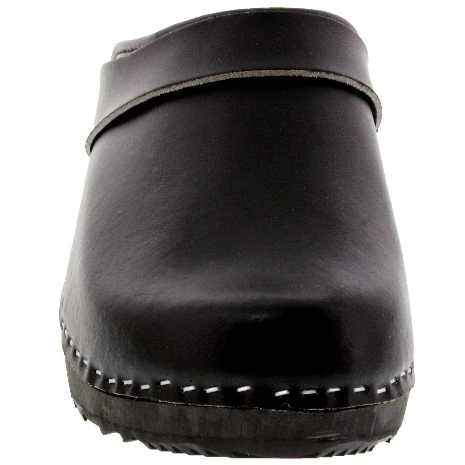MALA Wood Open Back Leather Clogs – BJORK Swedish Comfort