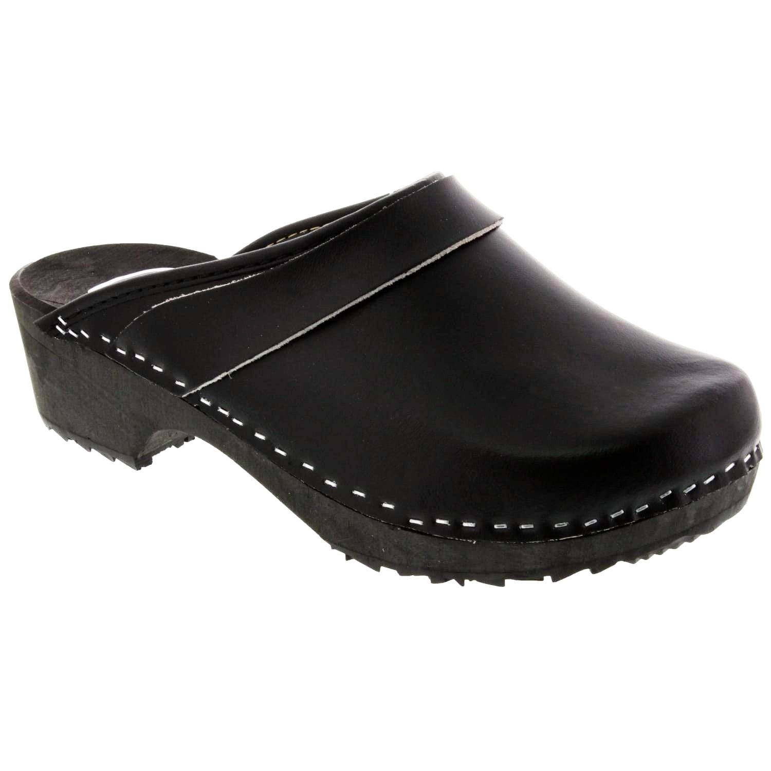 MALA Wood Open Back Leather Clogs – BJORK Swedish Comfort