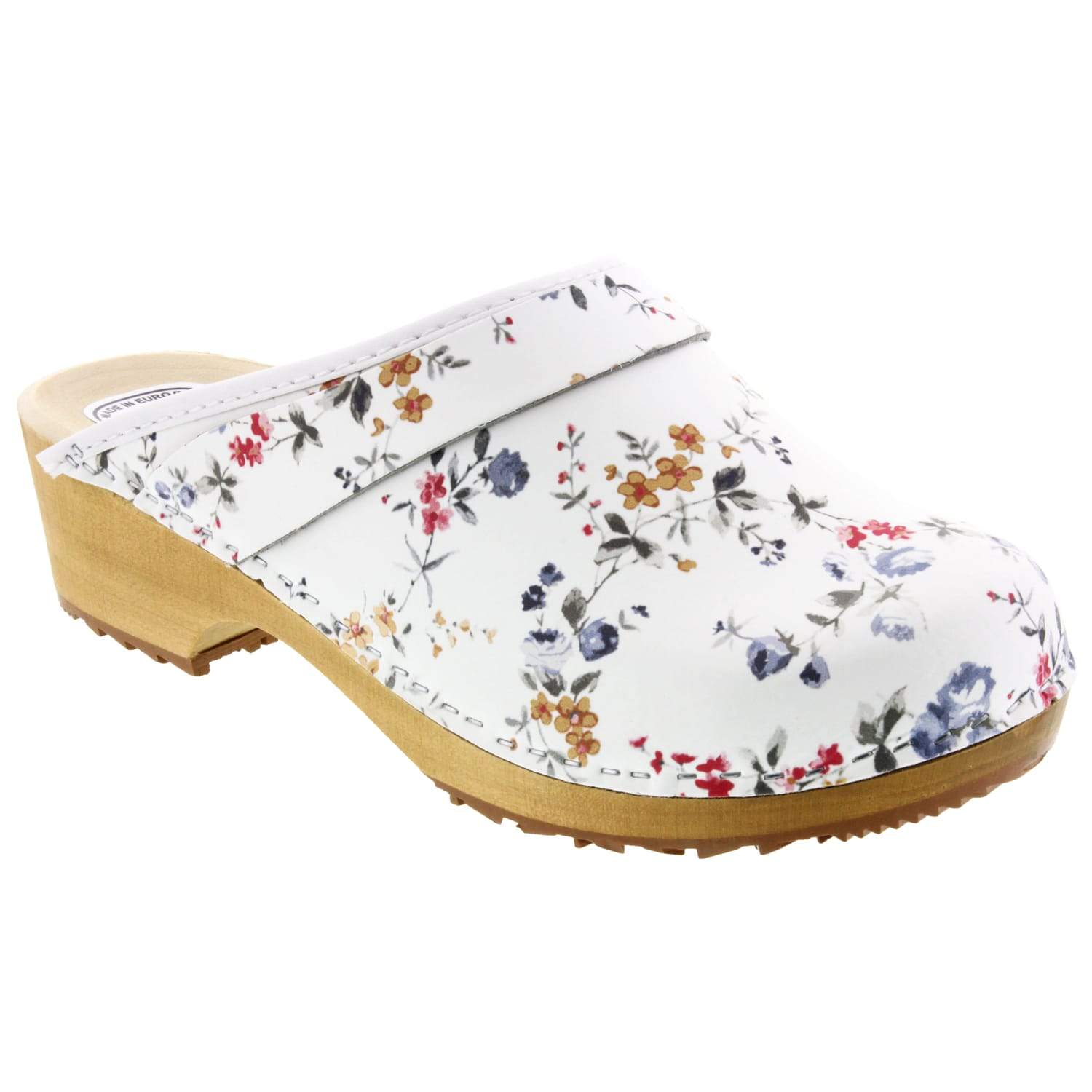 LINNEA Wood Open Back Flower Print Leather Clogs – BJORK Swedish Comfort